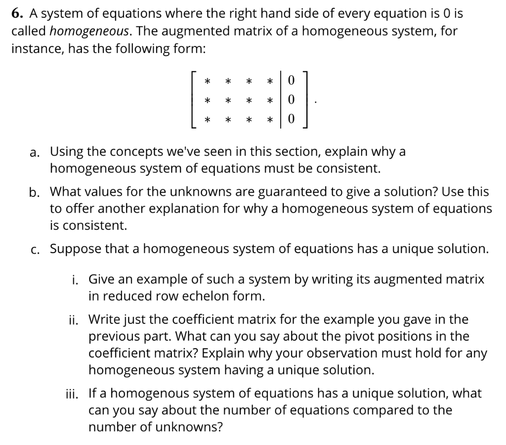 Solved 6. A system of equations where the right hand side of | Chegg.com