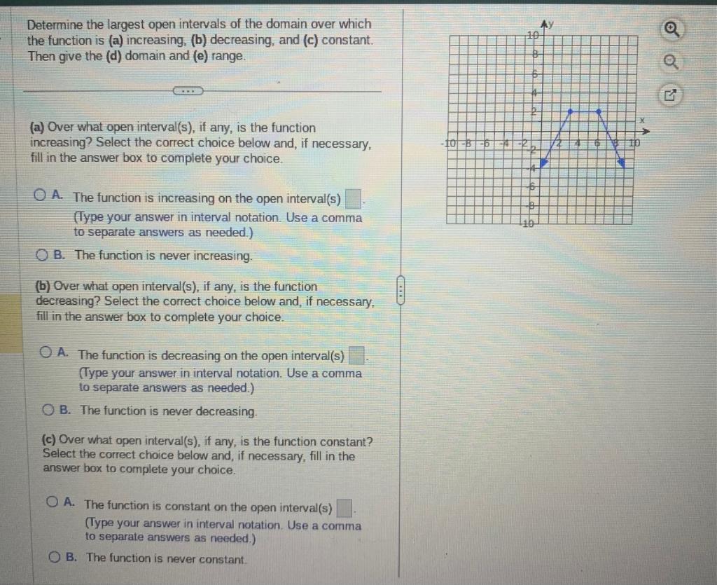 Solved Determine the largest open intervals of the domain | Chegg.com
