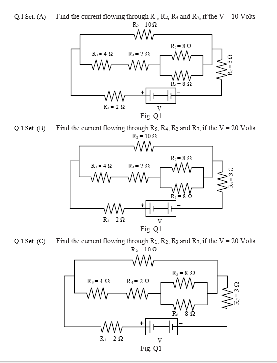 Solved 1 Set. (A) Find the current flowing through R1,R2,R3 | Chegg.com