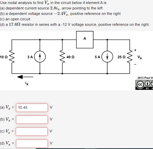 Solved Use nodal analysis to find in the circuit below if | Chegg.com