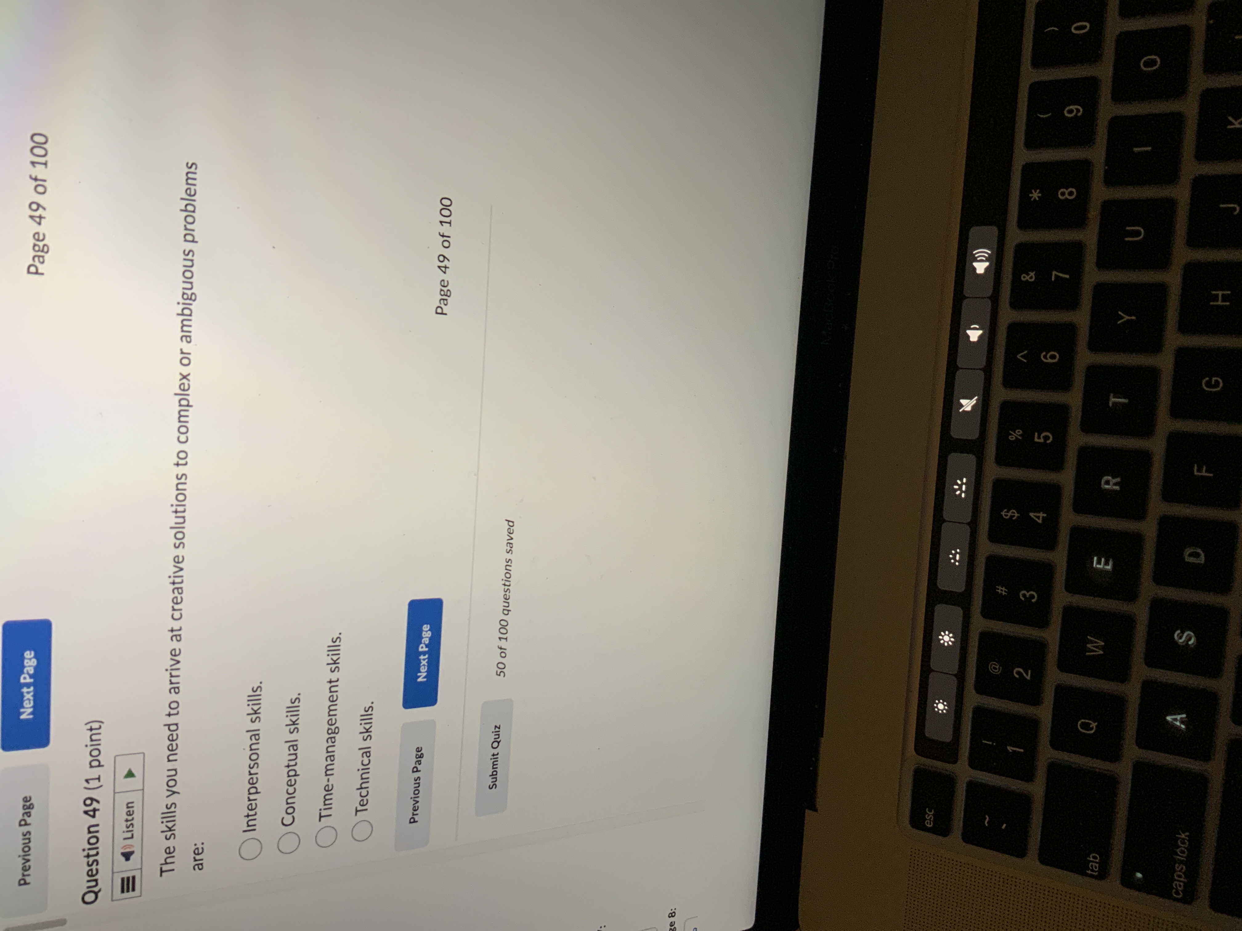 Solved Question 49 (1 ﻿point)The skills you need to arrive | Chegg.com