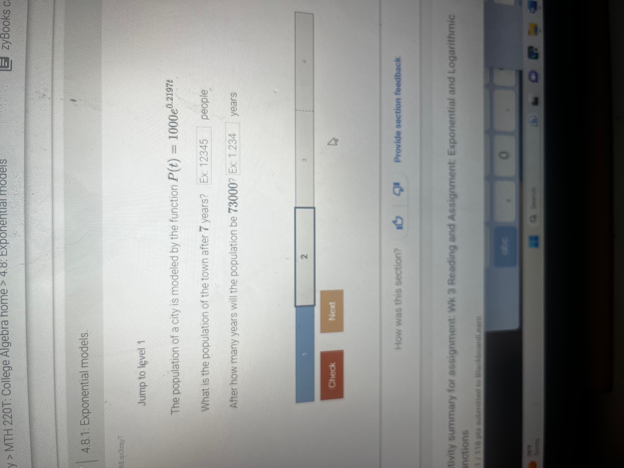 Solved 4.8.1: Exponential models. Jump to levvel 1 The | Chegg.com