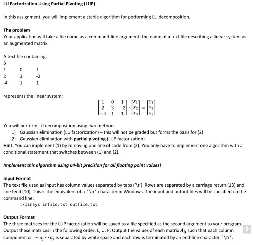 Solved LU Factorization Using Partial Pivoting (LUP) In this | Chegg.com