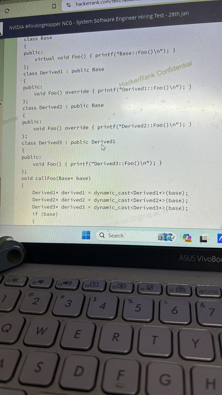 Solved class Base{public:virtual void F∞() { | Chegg.com