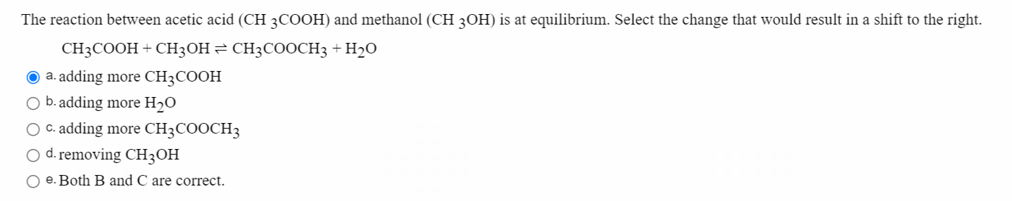 Solved The reaction between acetic acid (CH 3 COOH) and | Chegg.com