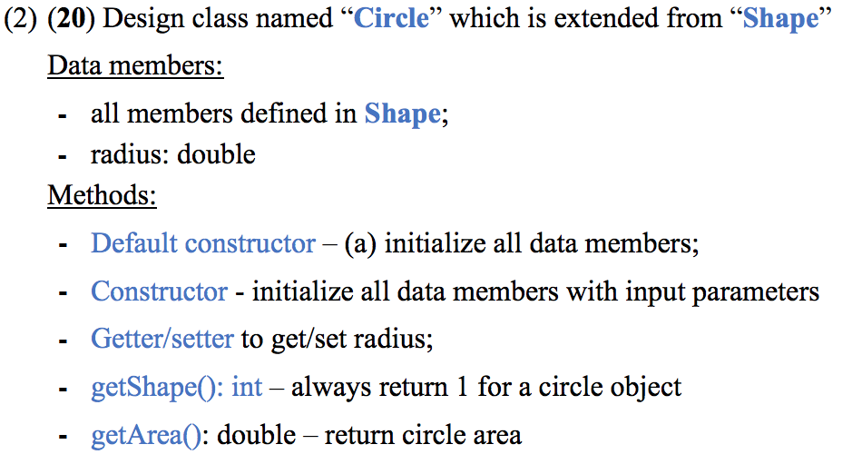 Solved 2 20 Design Class Named “circle” Which Is