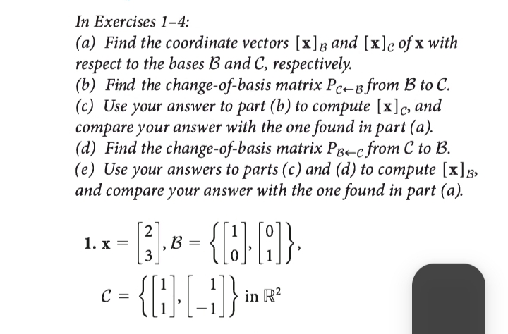 Solved In Exercises 1-4:(a) ﻿Find the coordinate vectors | Chegg.com