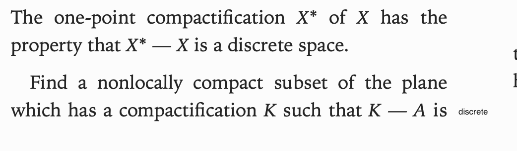 The one-point compactification X* of X has the | Chegg.com