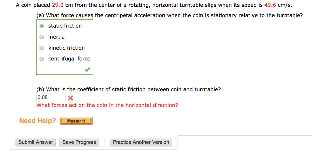 Solved A coin placed 29.0 cm from the center of a rotating, | Chegg.com