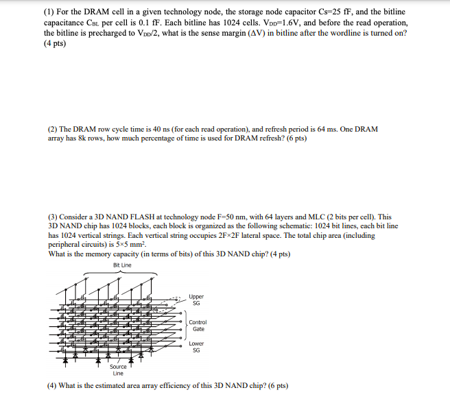 (1) For the DRAM cell in a given technology node, the | Chegg.com