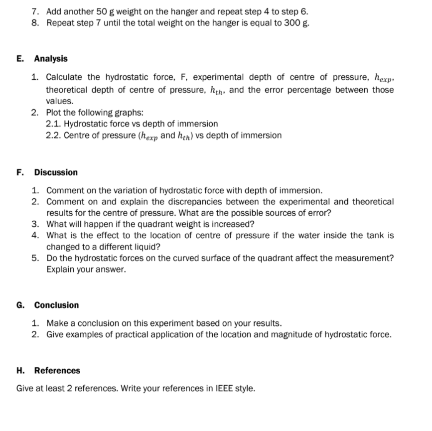 Solved A. Introduction Hydrostatic forces are the resultant | Chegg.com