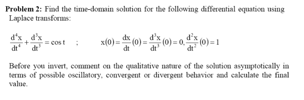 Solved Problem 2: Find the time-domain solution for the | Chegg.com