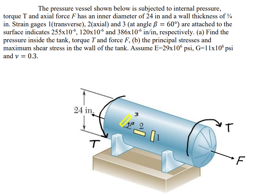 Solved The pressure vessel shown below is subjected to | Chegg.com