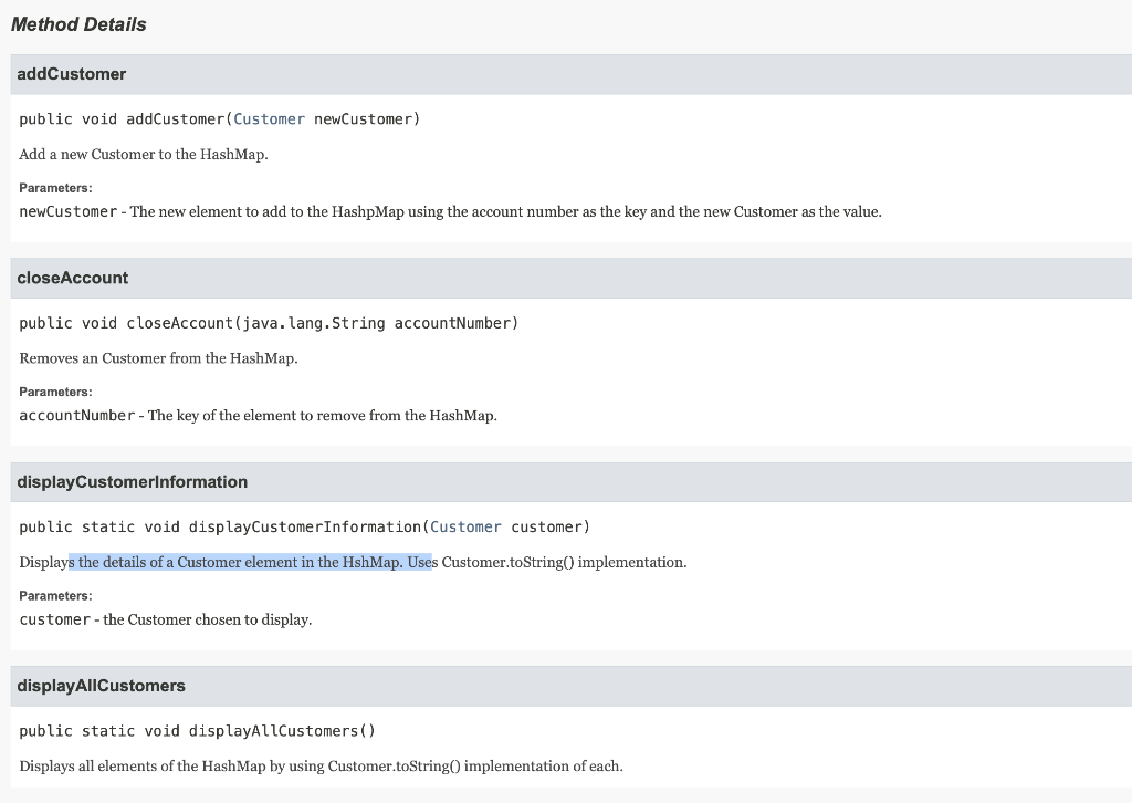Solved Constructor Summary Method Summary Method | Chegg.com