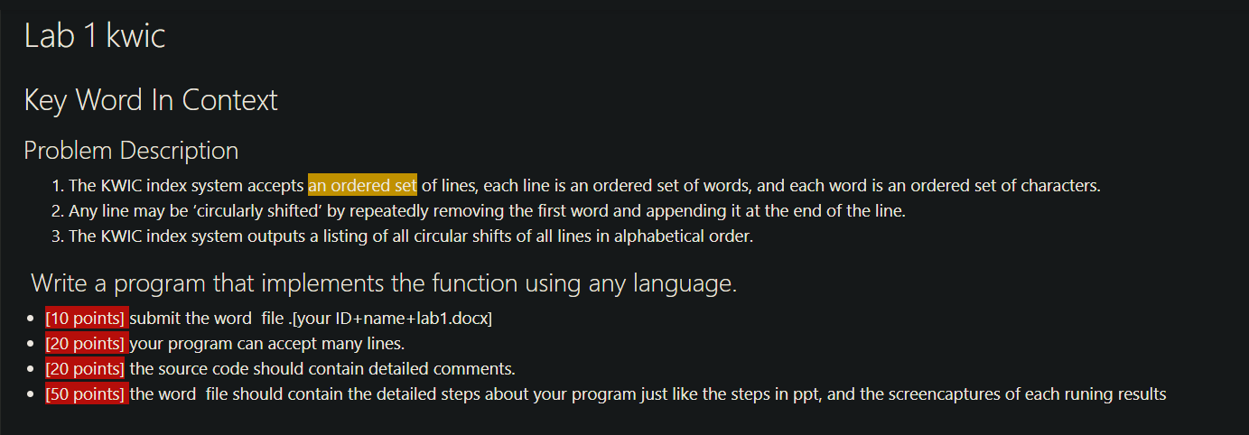 Solved Lab 1 kwic Key Word In Context Problem Description 1. | Chegg.com
