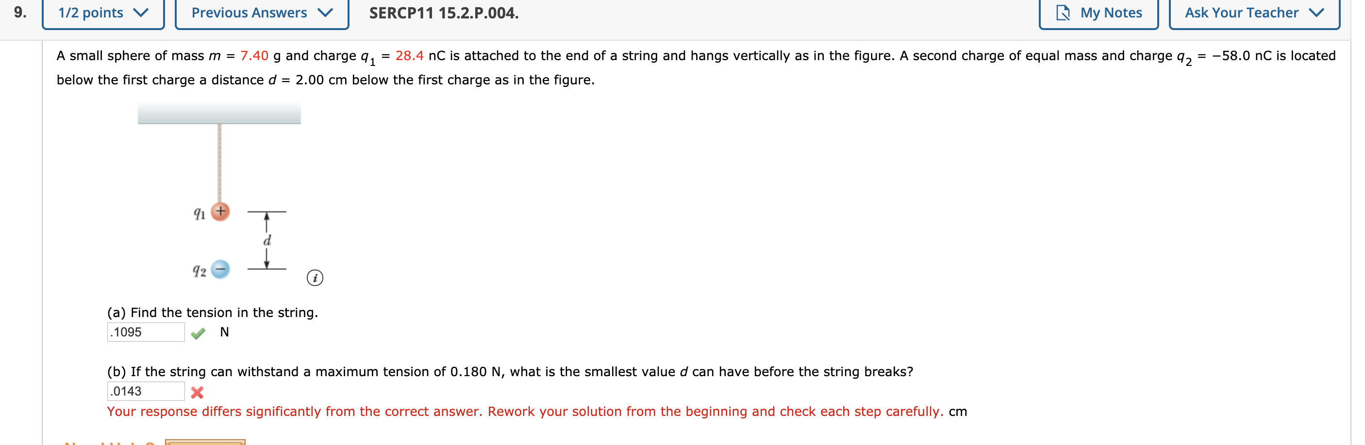 Solved 1/2 points v Previous Answers V SERCP11 15.2.P.004. | Chegg.com