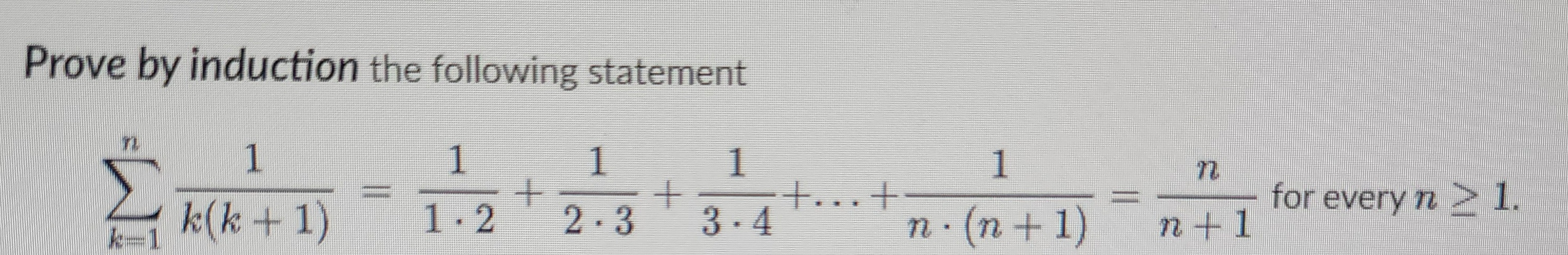 Solved Prove by induction the following statement | Chegg.com