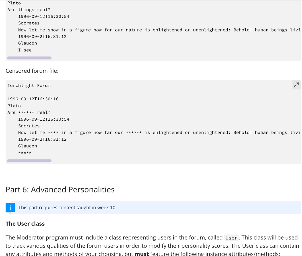 Your task is to create a program called moderator.py | Chegg.com