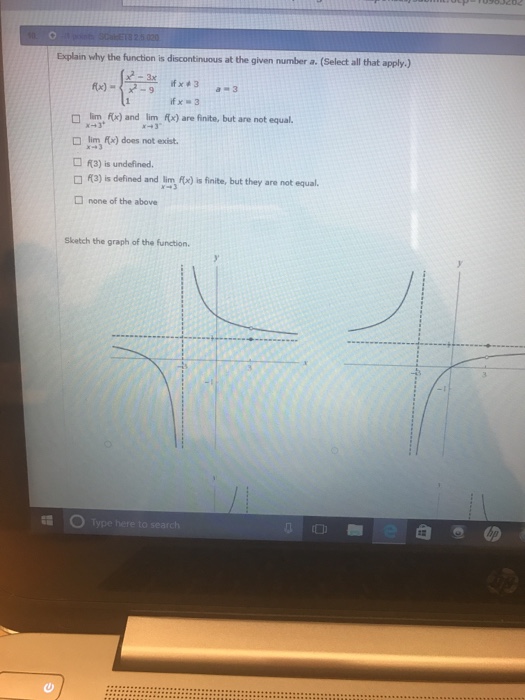 Solved Explain why the function is discontinuous at the | Chegg.com