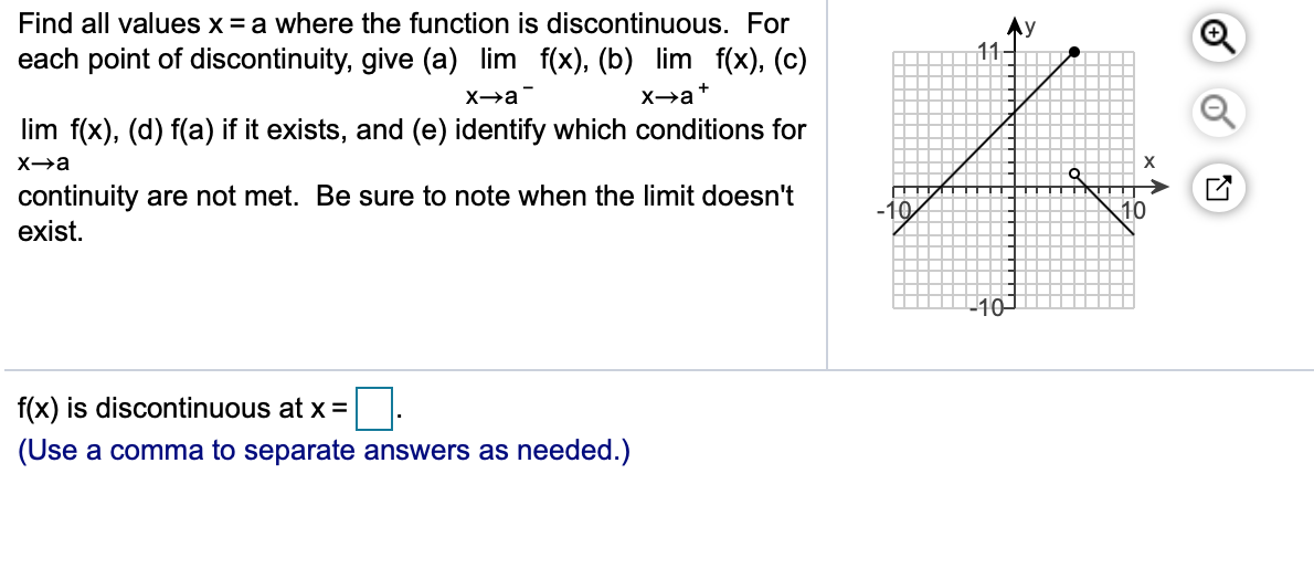 Solved 11 Find all values x= a where the function is | Chegg.com