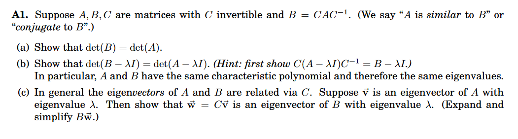 Solved A1. Suppose A,B,C are matrices with C invertible and | Chegg.com