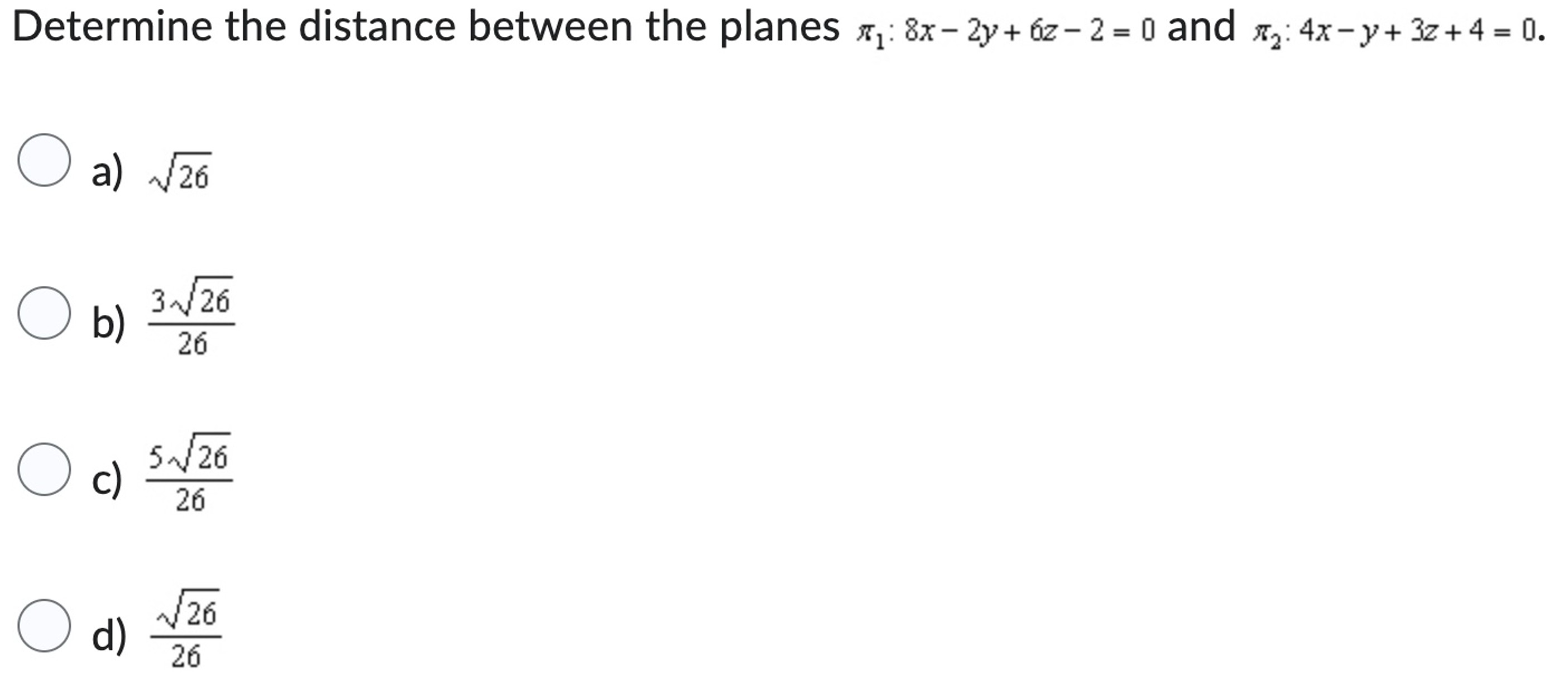 Solved Determine the distance between the planes | Chegg.com