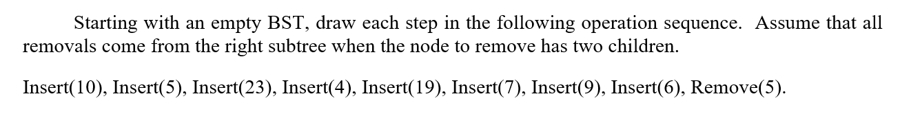 Solved Starting with an empty BST, draw each step in the | Chegg.com