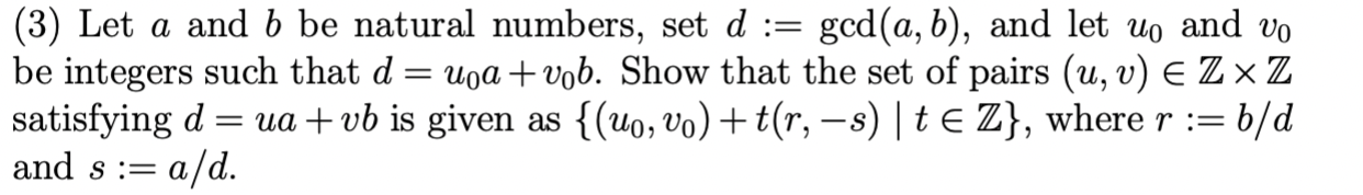 Solved (3) Let a and b be natural numbers, set d:=gcd(a,b), | Chegg.com
