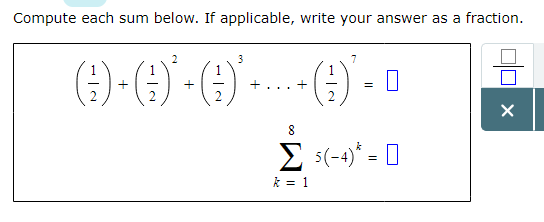 Solved Compute each sum below. If applicable, write your | Chegg.com