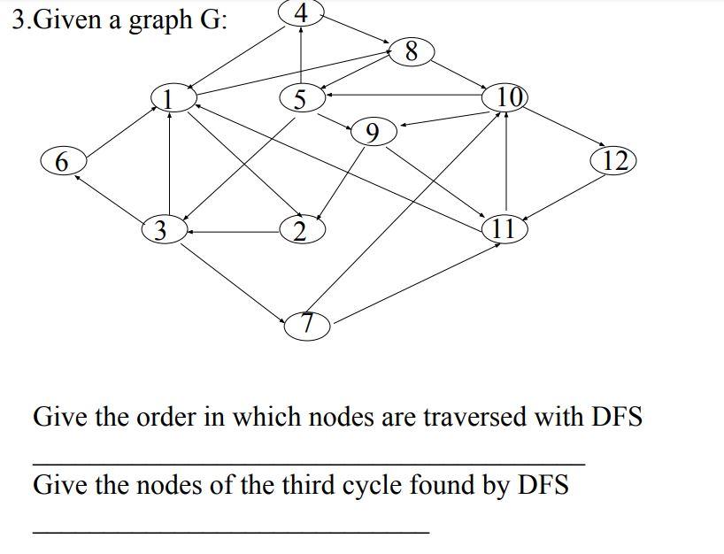 Solved 3.Given a graph G: 4 4 8 5 10 9 6 (12 3 2 11 Give the | Chegg.com