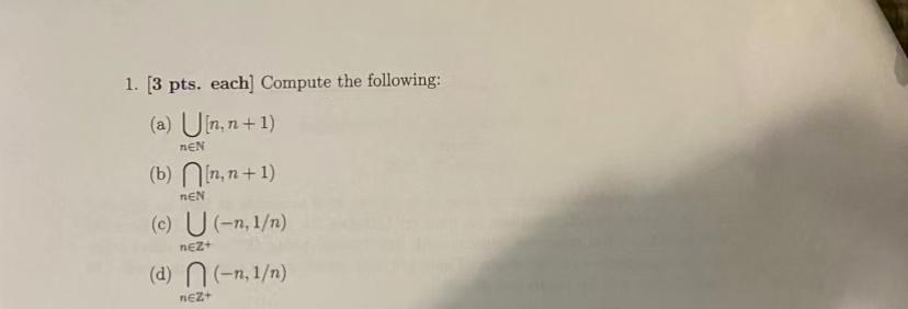Solved 1. [3 pts. each) Compute the following: (a) Uin, n + | Chegg.com