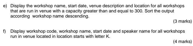 Solved Based on the following relational schemas, write the | Chegg.com