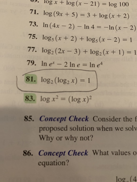 Solved 09, log x + log (x-21) = log 100 71. log (9x 5) 3+log | Chegg.com