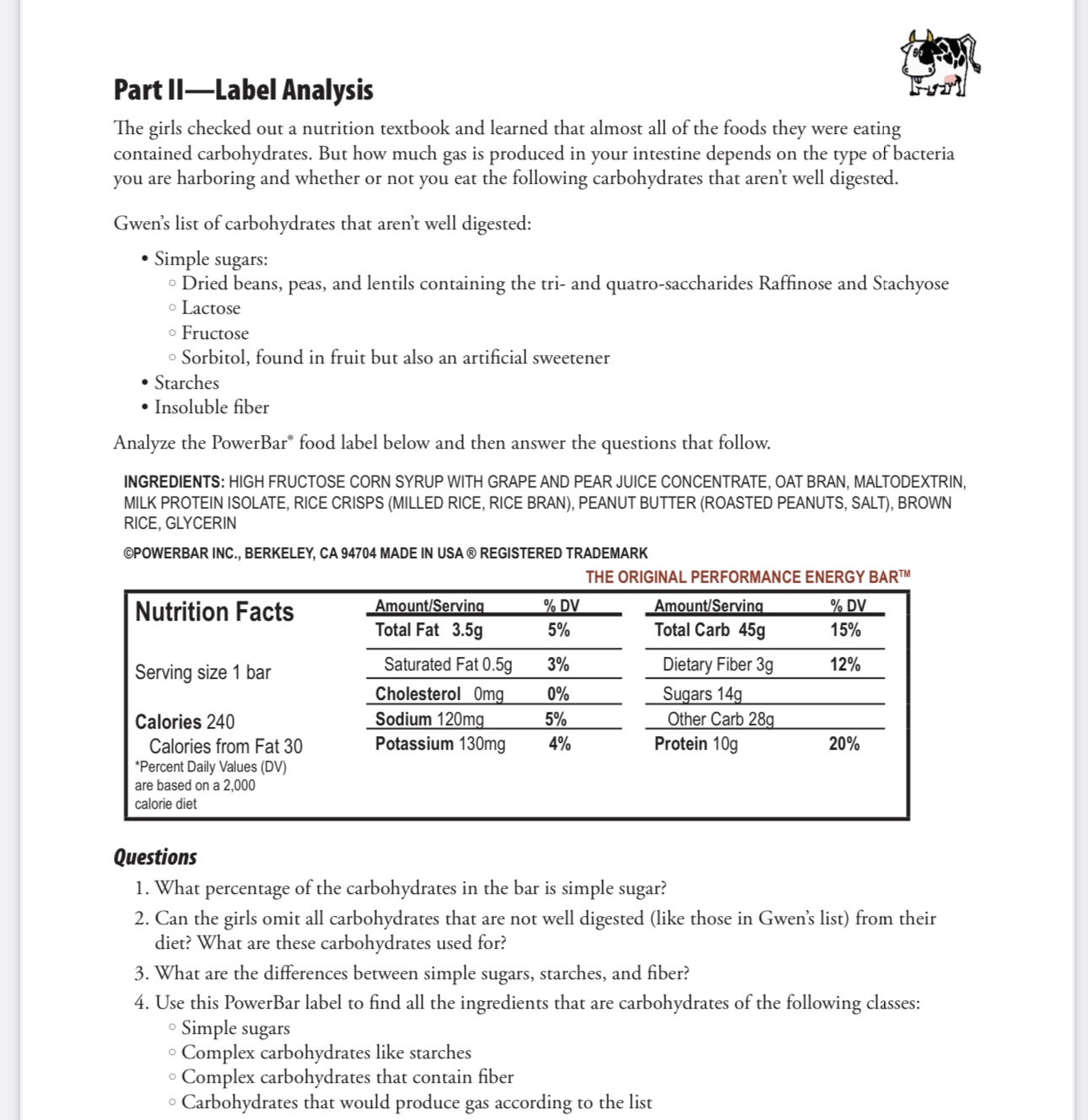 Solved Part II—Label Analysis The girls checked out a | Chegg.com