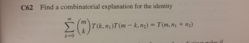Solved C62 Find a combinatorial explanation for the identity | Chegg.com