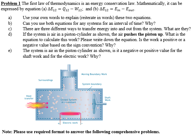 Solved Problem 1 The first law of thermodynamics is an | Chegg.com