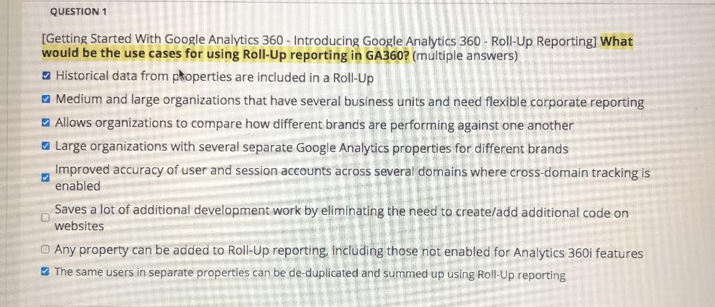 Solved QUESTION 1 [Getting Started With Google Analytics 360 | Chegg.com