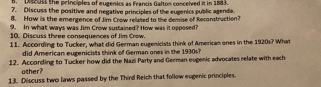 Discuss the principles of eugenics as Francis Galton | Chegg.com