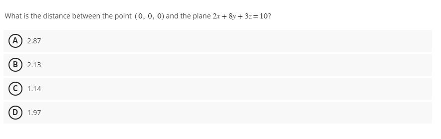 Solved What is the distance between the point (0,0,0) and | Chegg.com