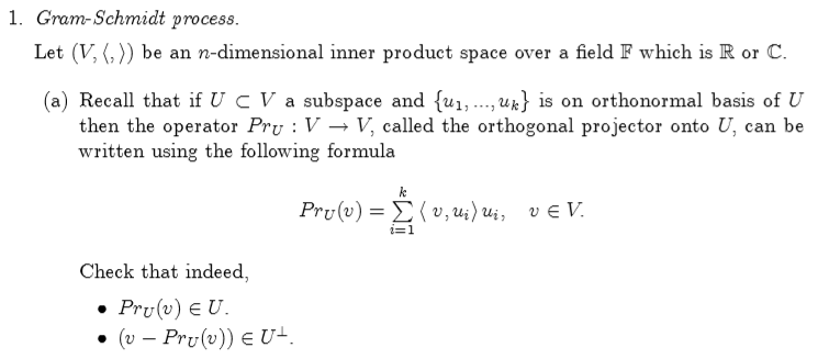 Solved 1. Gram-Schmidt process. Let (V,(,be an n-dimensional | Chegg.com