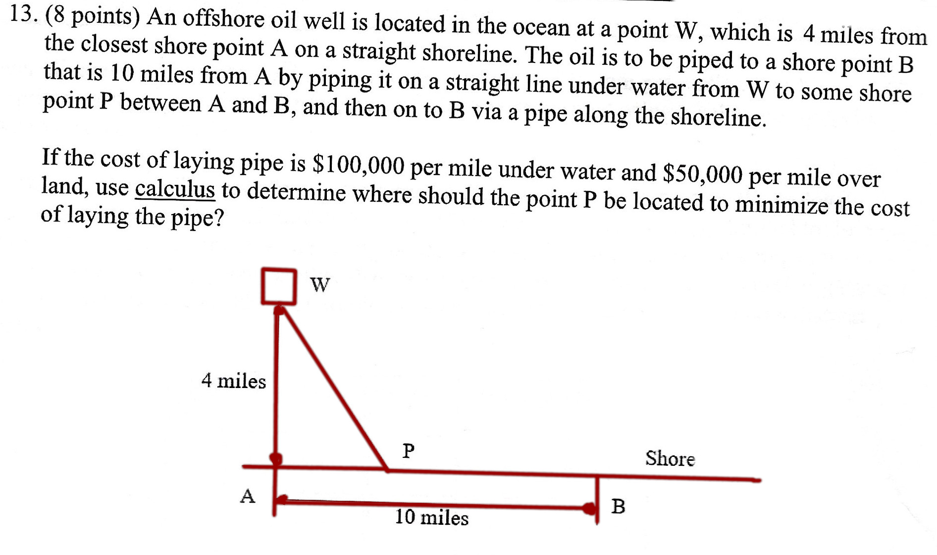 Solved 3. ( 8 points) An offshore oil well is located in the | Chegg.com