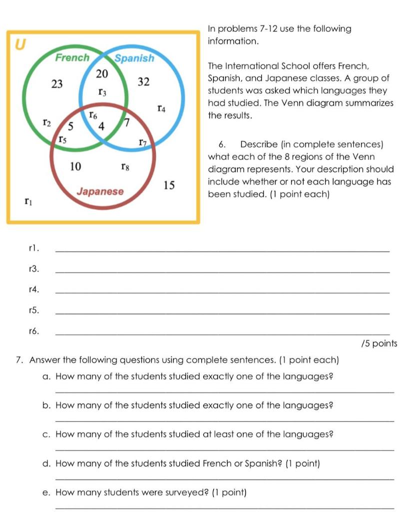 Solved In problems 7-12 use the following information. | Chegg.com
