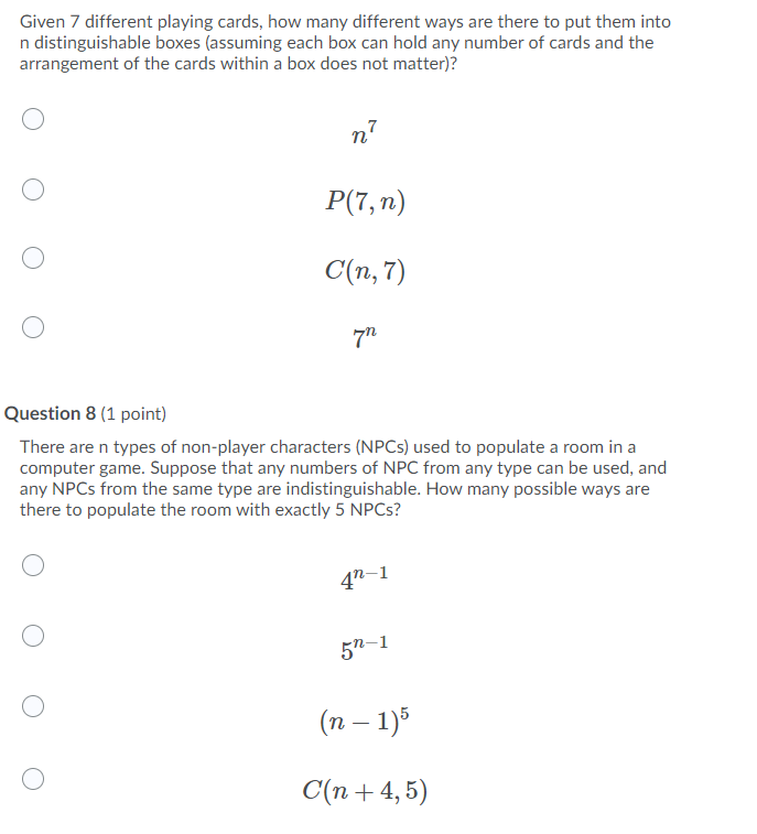 Solved Given 7 different playing cards, how many different | Chegg.com