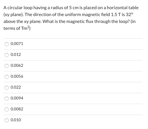 Solved A circular loop having a radius of 5 cm is placed on | Chegg.com