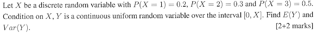 Solved - Let X be a discrete random variable with P(X = 1) = | Chegg.com