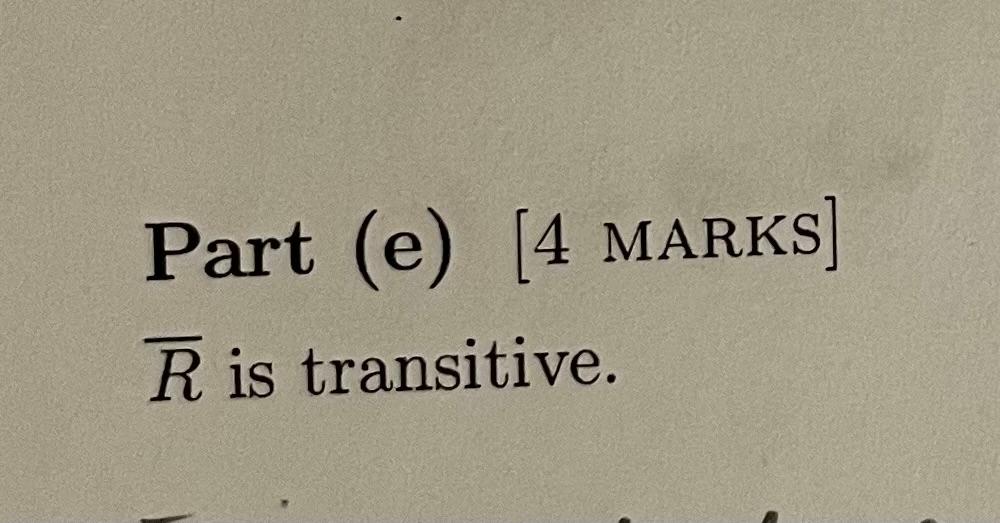 Solved Suppose that R is a relation on set A (where ∣A∣≥2 ) | Chegg.com