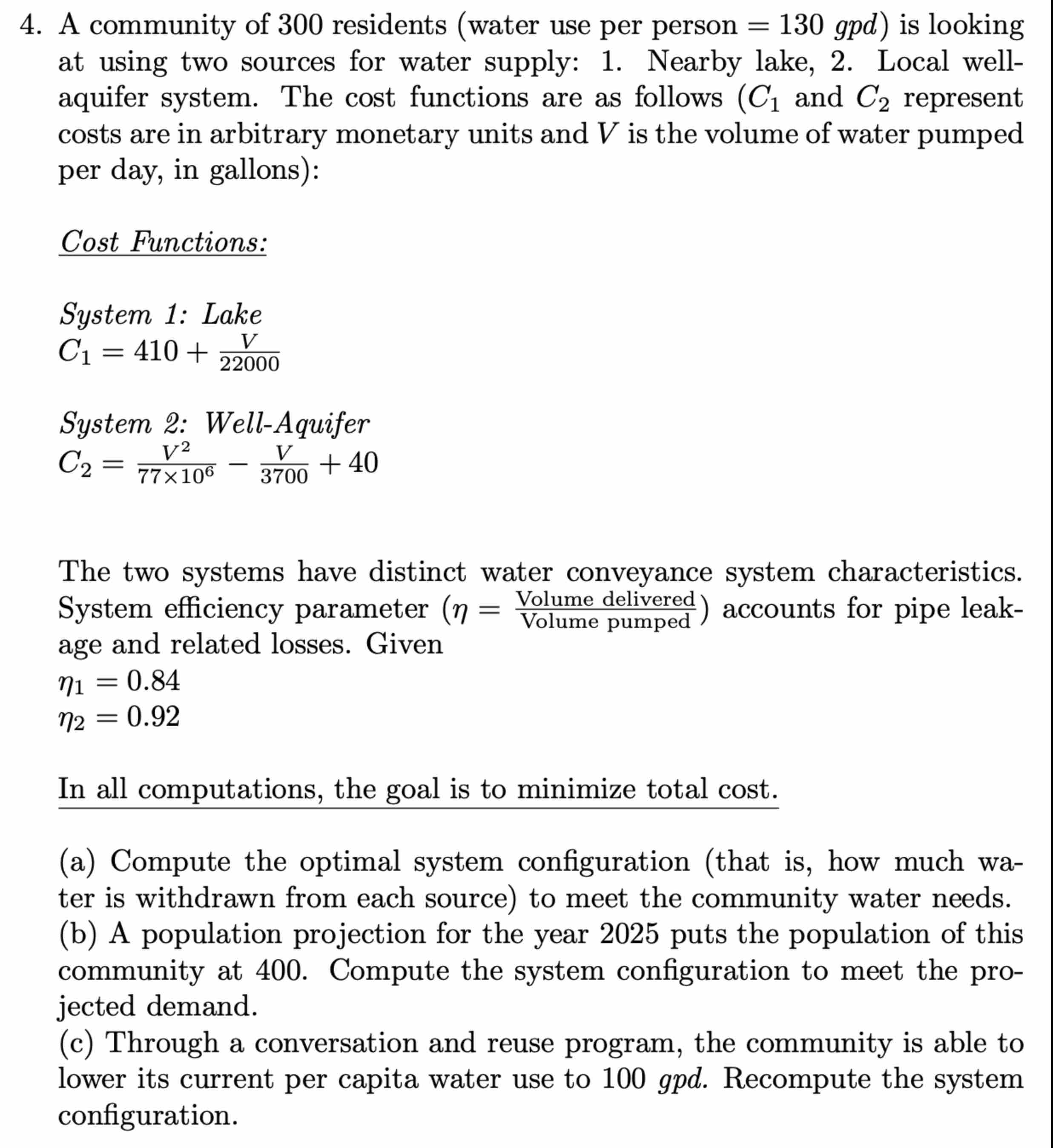 Solved A community of 300 ﻿residents (water use per person | Chegg.com