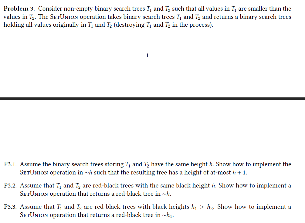 Solved Problem 3 Consider Non Empty Binary Search Trees T1