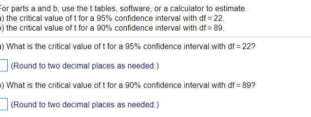 Solved For parts a and b, use the t tables, software, or a | Chegg.com