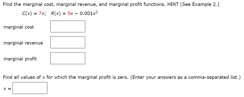 Solved Find the marginal cost, marginal revenue, and | Chegg.com
